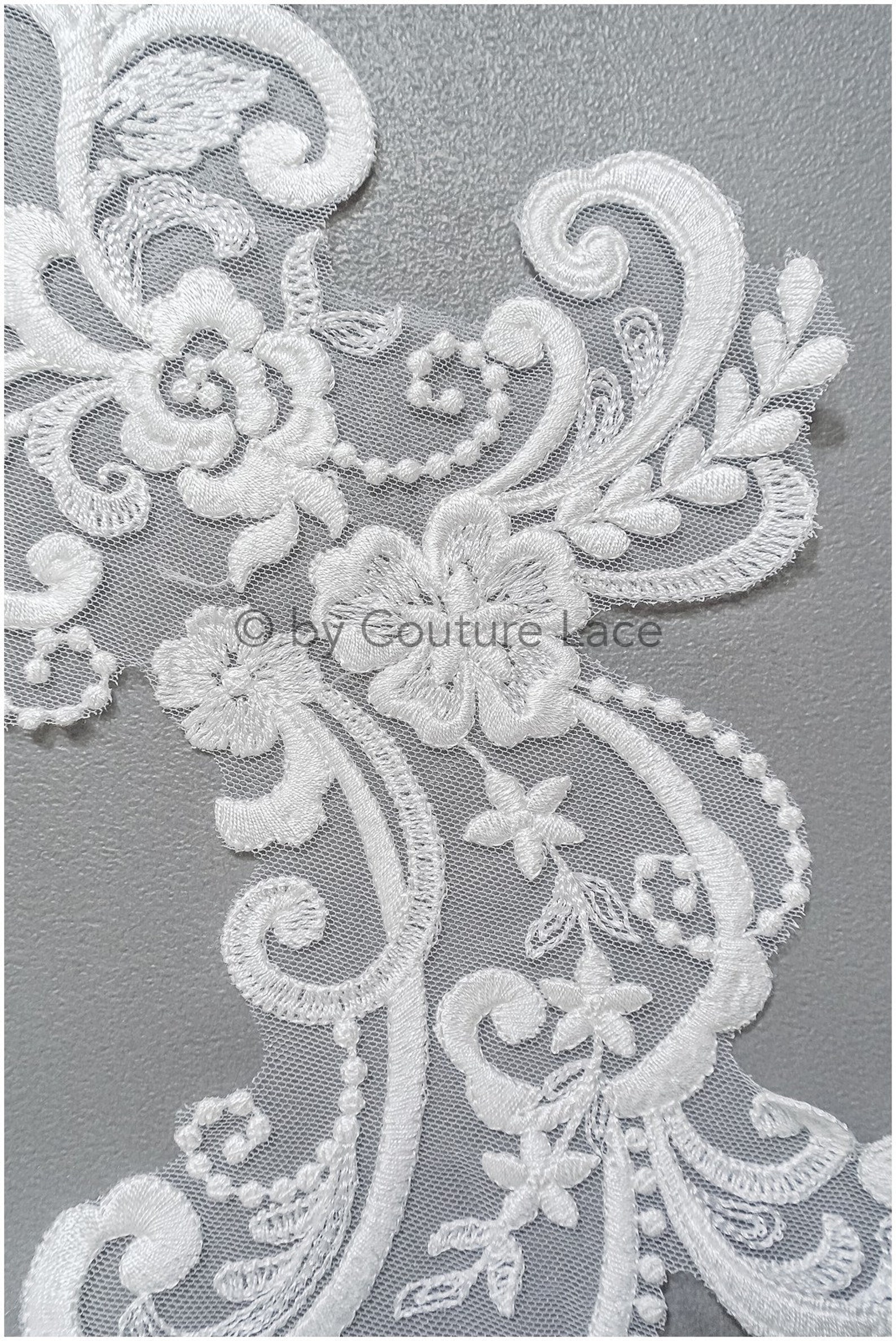 A23-285// Romantic Ornate Lace Patch/ Off-white Ornament Flower ...