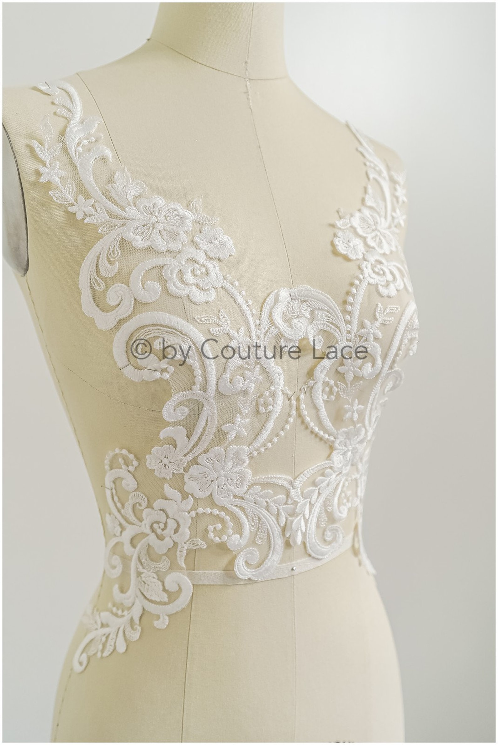 A23-285// Romantic Ornate Lace Patch/ Off-white Ornament Flower ...