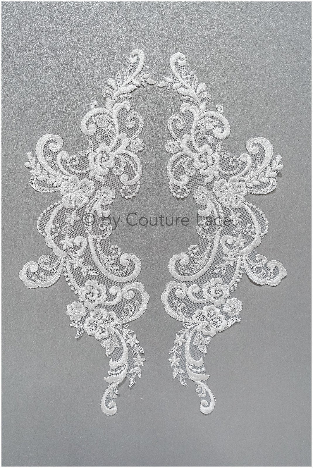 A23-285// Romantic Ornate Lace Patch/ Off-white Ornament Flower ...
