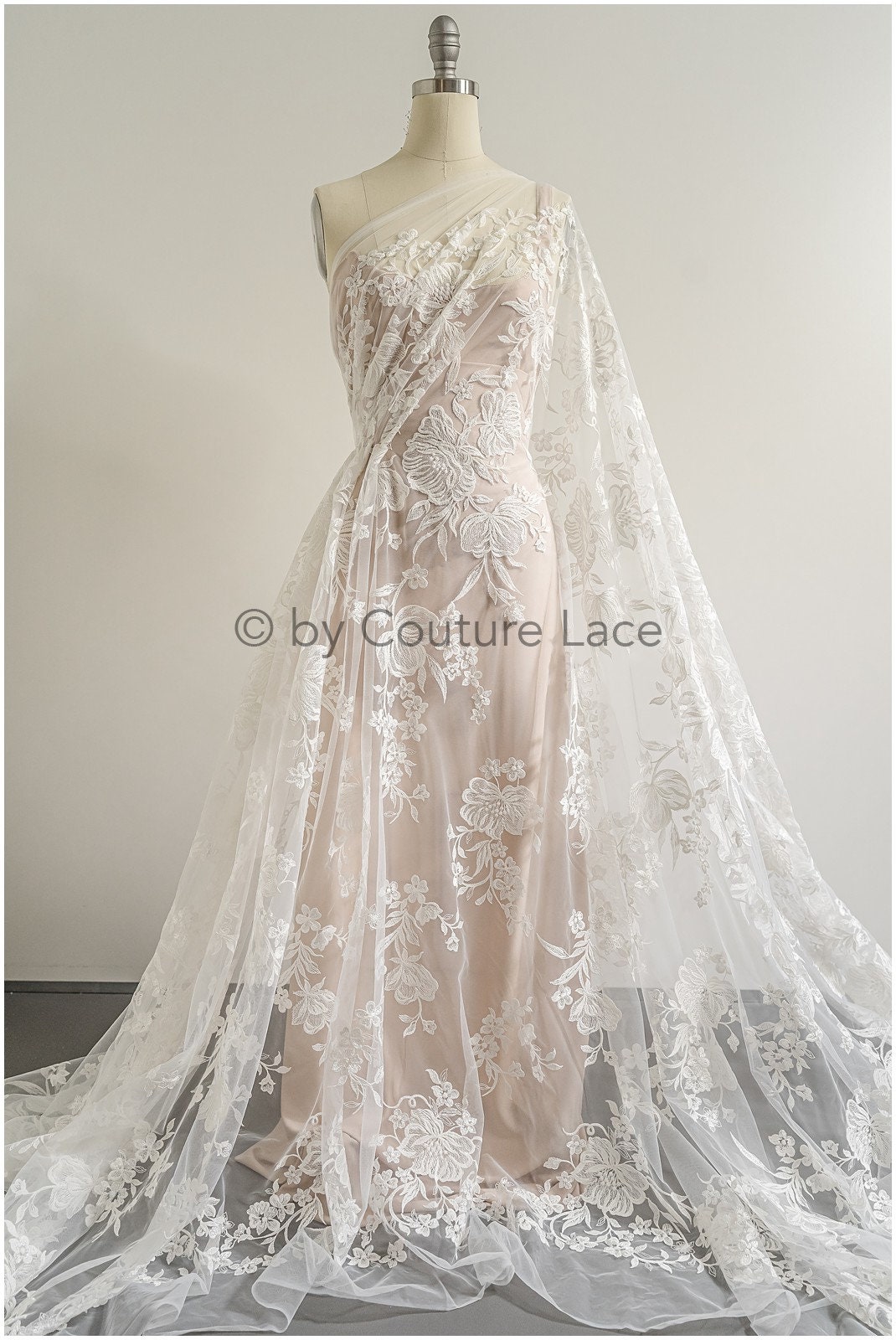 L22-497 // Romantic Bridal Lace Fabric With Floral Pattern/ Floral ...
