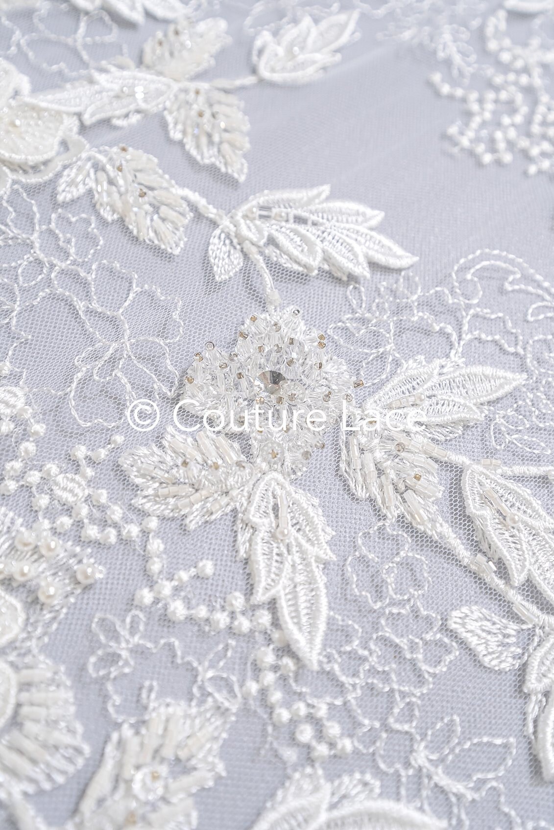 3d Flower Beaded Lace Fabric/ Couture Lace Fabric With Pearls, Beads ...