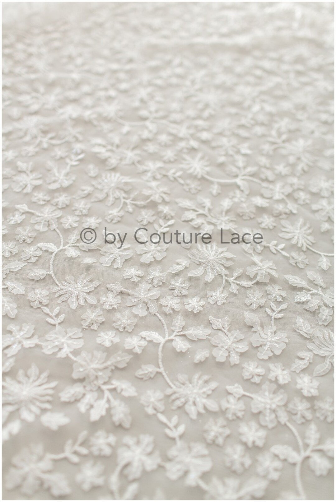 3D Flower Lace Fabric/ Bridal French Lace Fabric/ Romantic Floral Lace ...