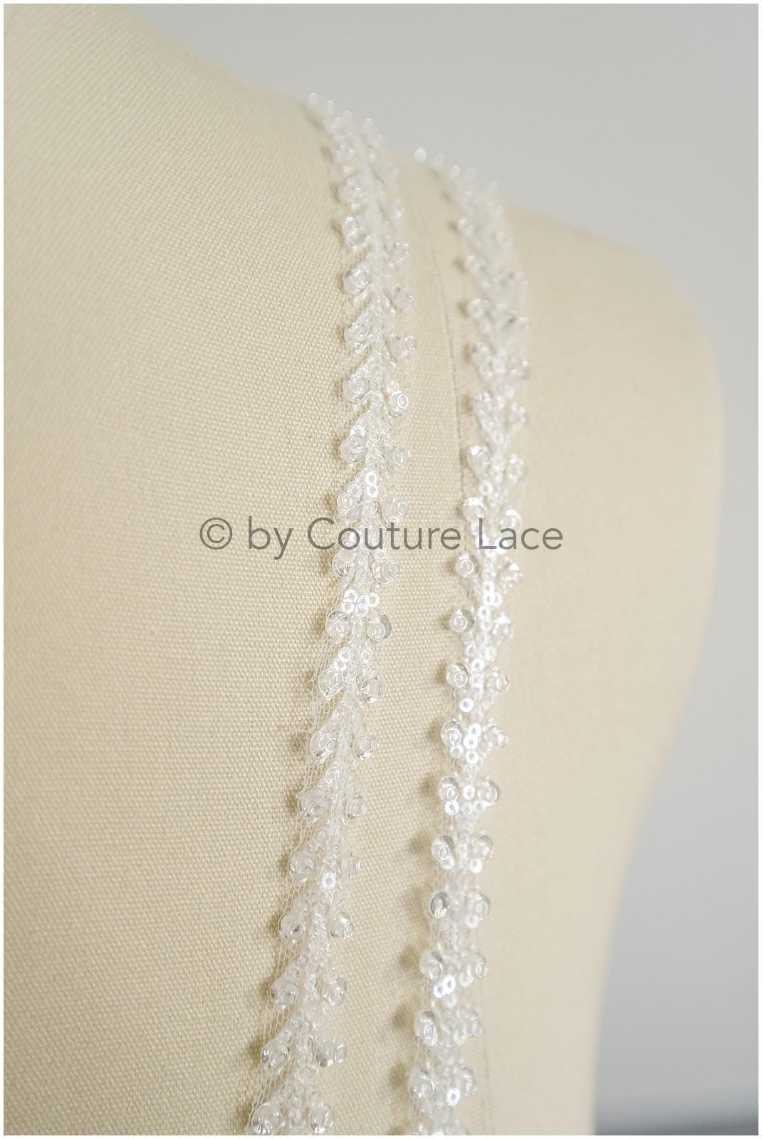 Bridal Lace Trim With Beads & Sequins/ Beaded Lace Trim Off-white ...