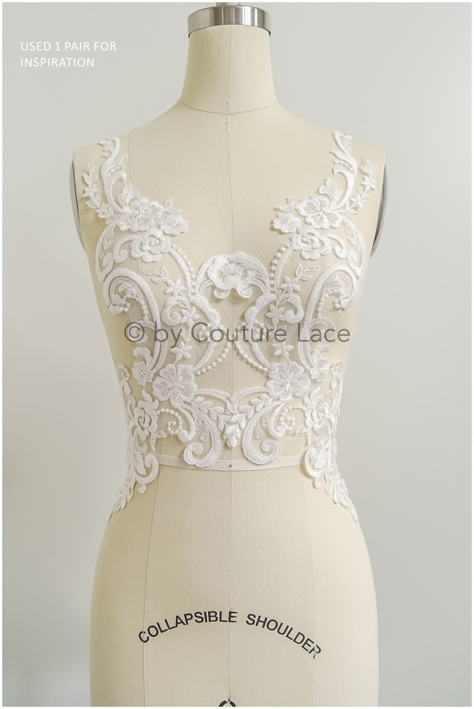 A23-285// Romantic Ornate Lace Patch/ Off-white Ornament Flower ...