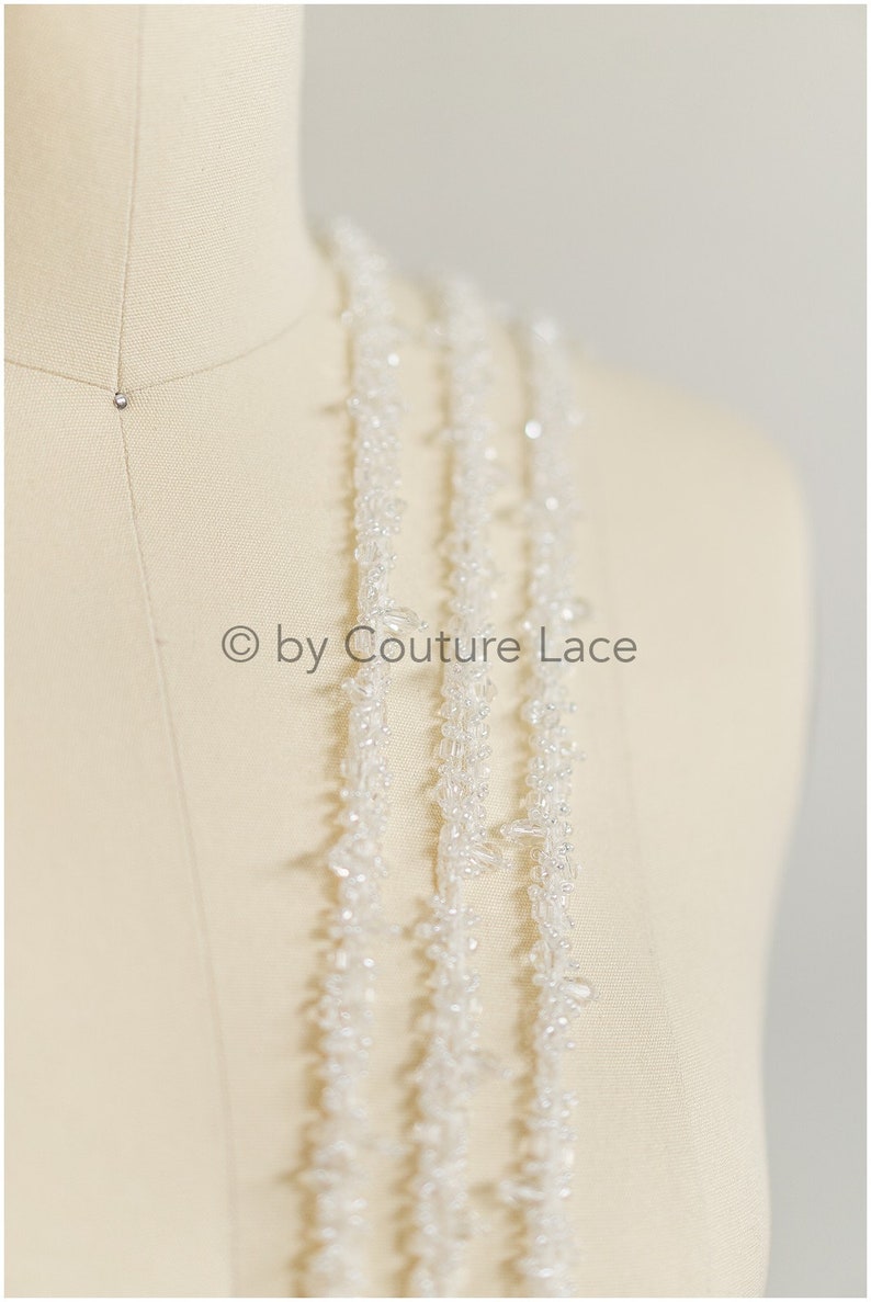 T19-082 // Hand Beaded Diamond Drop Trim, Beaded Lace Trim, Sparkle ...