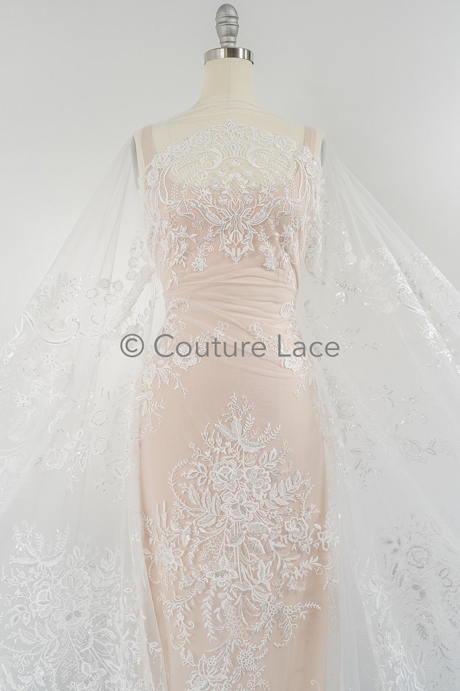 Floral Bridal Lace/ Bridal Lace Material/ Offwhite Bridal Lace/ Floral ...