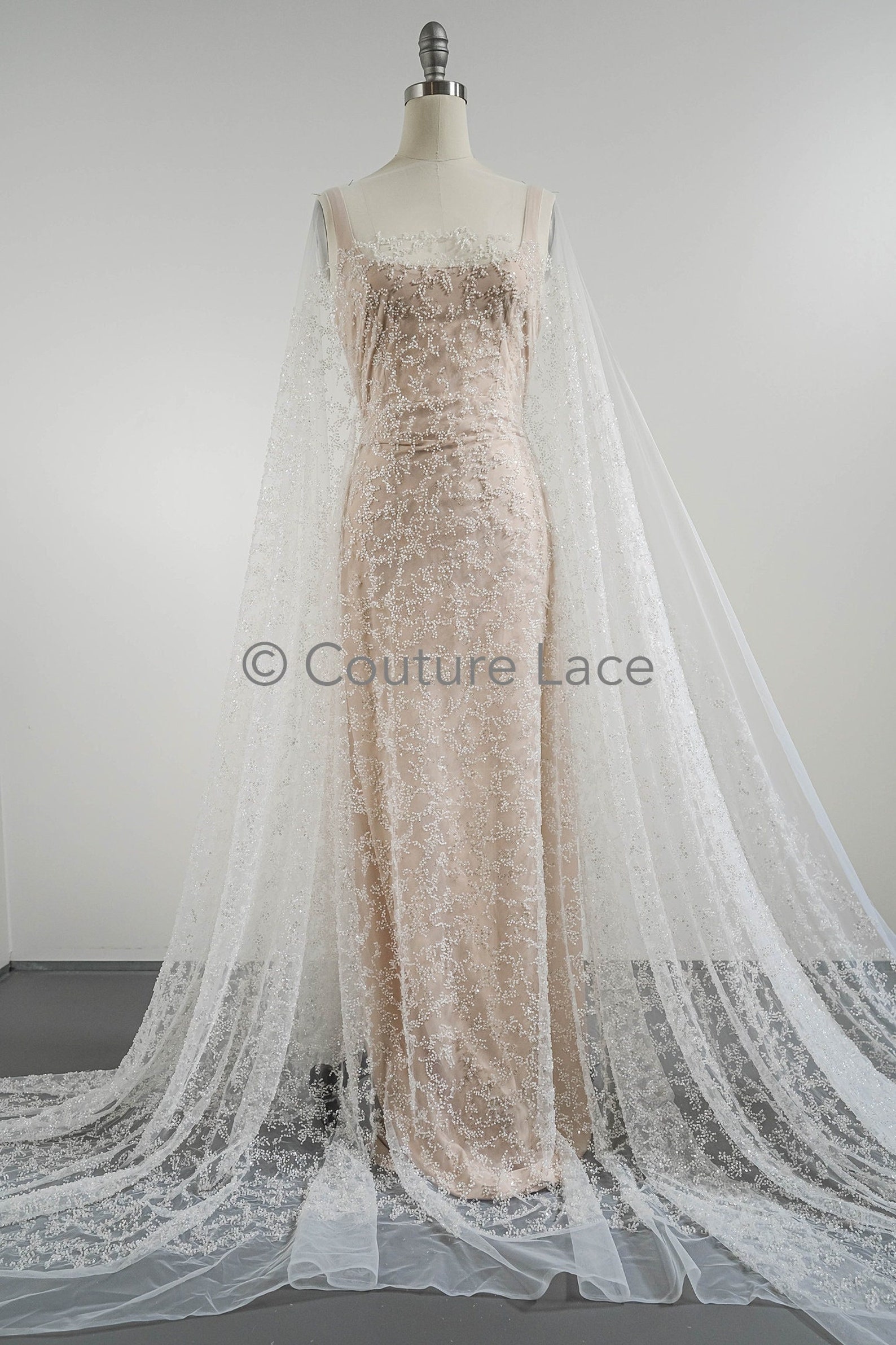 Couture Lace Fabric/ Pearl Beaded Lace/ Lace With Pearls/ 3d Beaded ...