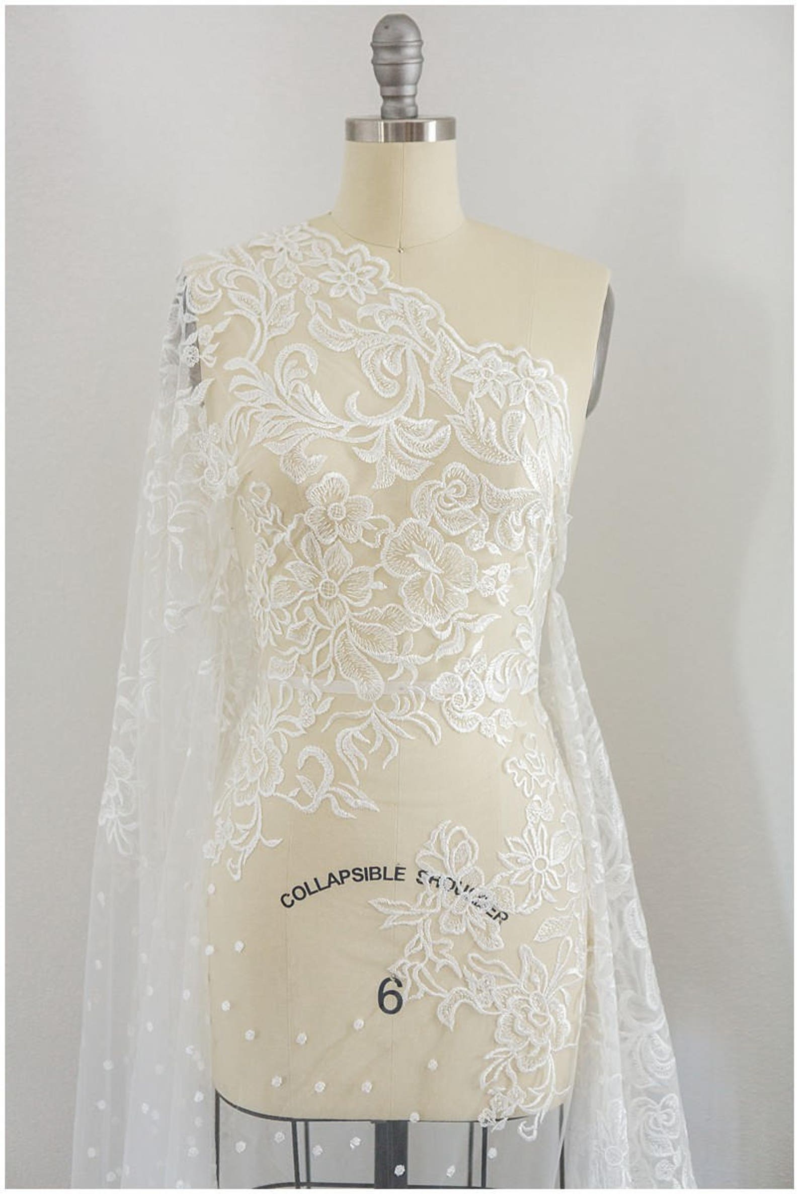 4.6yds / 4.2 Meter Floral Lace Design, Heavy Embroidered Bridal Lace ...