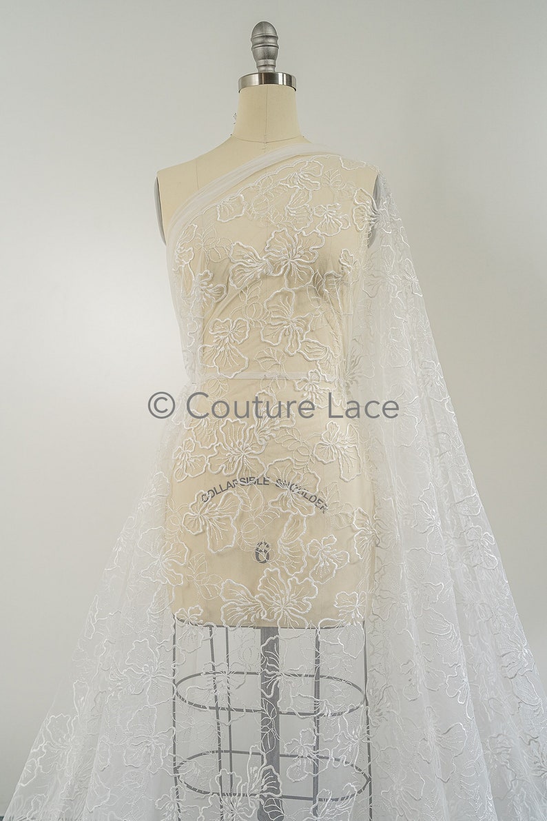 Floral Bridal Lace/ Bridal Lace Material/ Offwhite Bridal Lace/ Floral ...