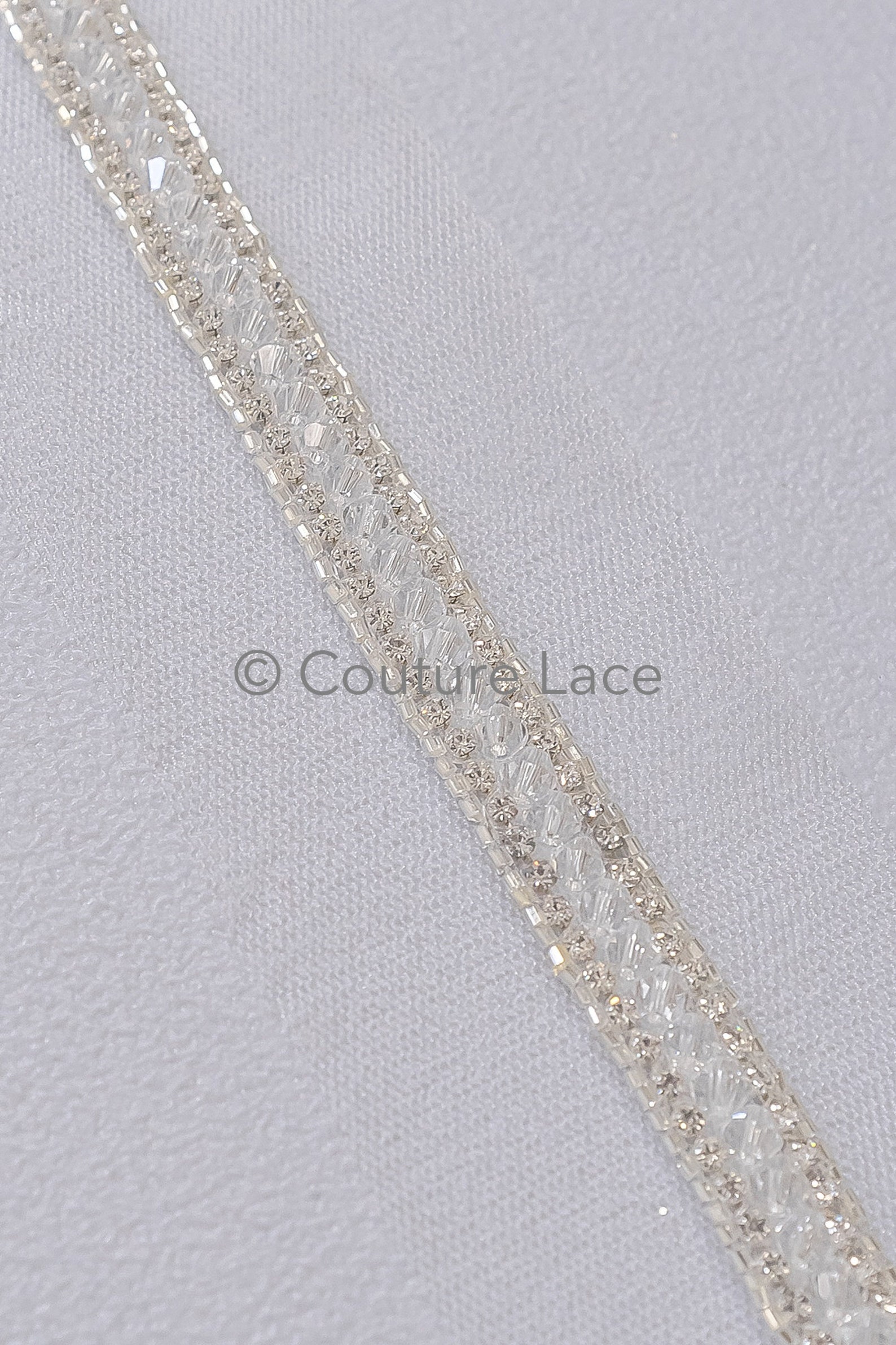 Silver Beaded Lace Trim/ Bridal Lace Trim With Beads & Crystals/ Bridal ...