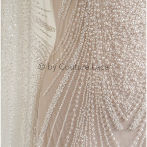 Beautiful Beaded Lace Fabric With Modern Stripes/ Couture Lace Fabric ...