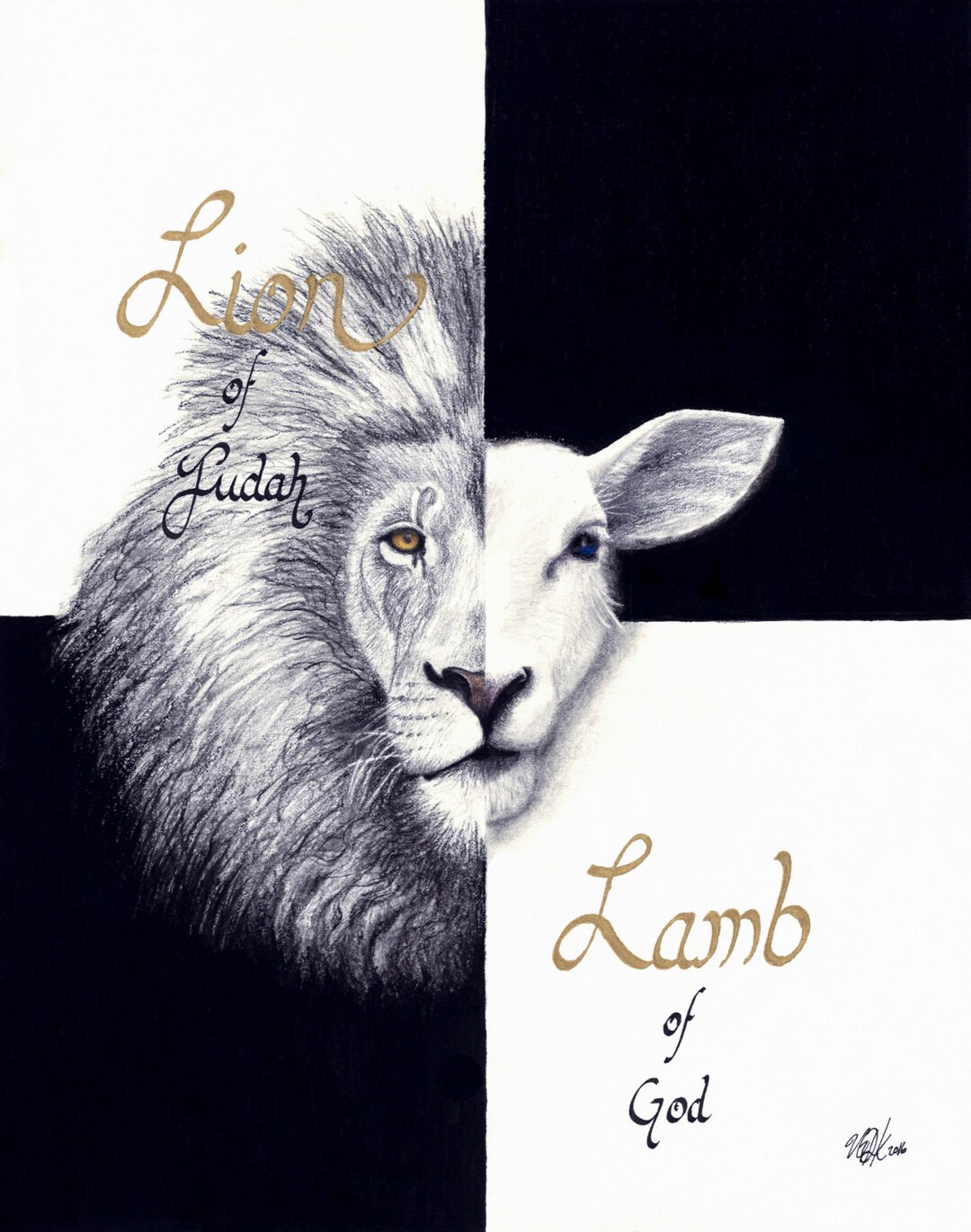 The Lion and the Lamb - Print of Original Artwork - Etsy