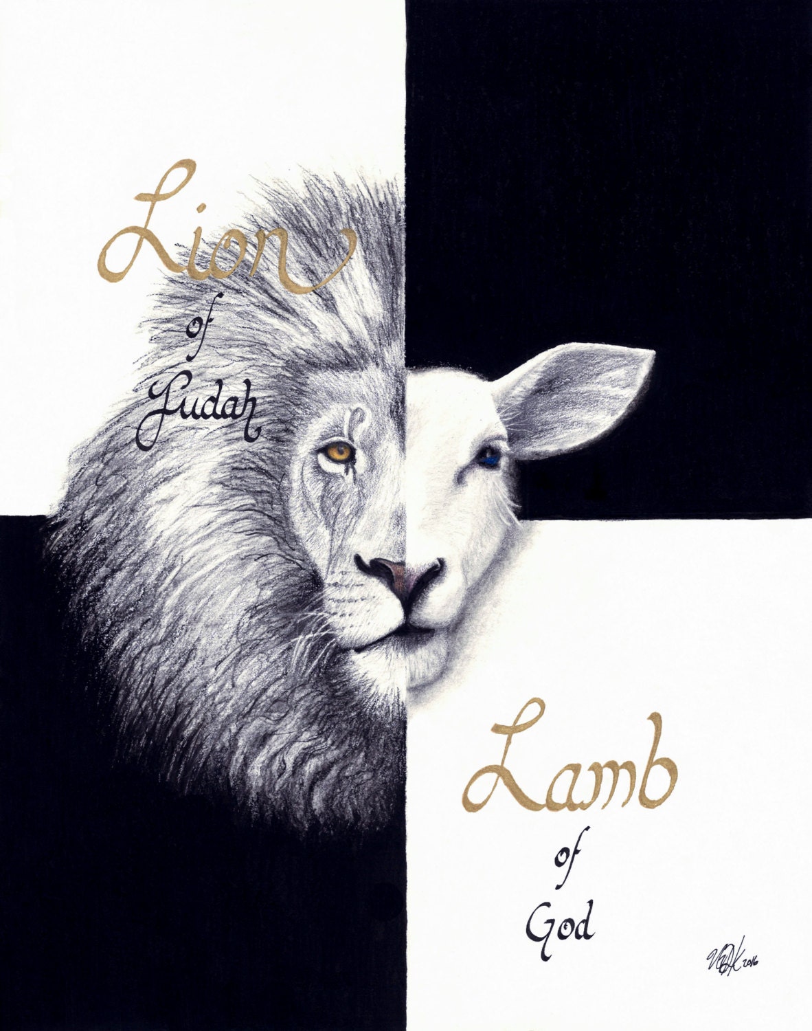 The Lion and the Lamb - Print of Original Artwork - Etsy