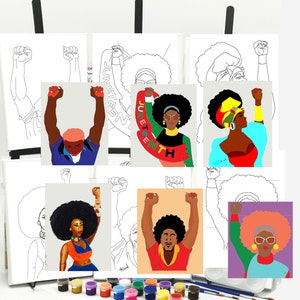 Juneteenth Black History DIY Paint & Sip Canvas Kit - Bubalapa Predrawn ...