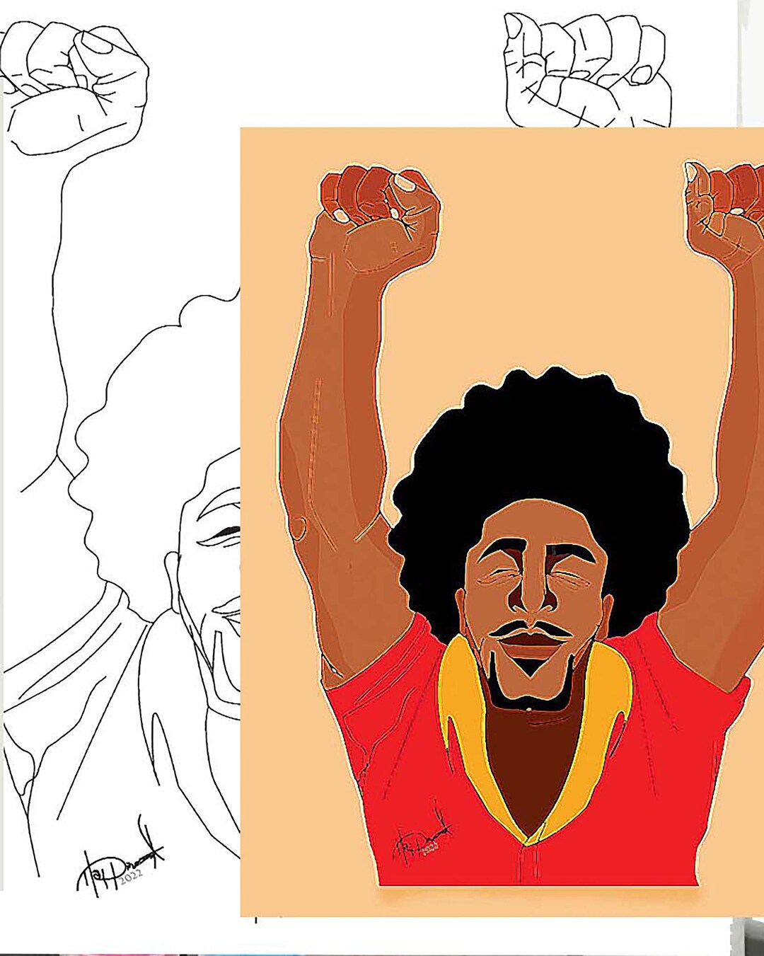 DIY Afro King Paint and Sip Canvas With Afro Guy in Fist up Line Art ...