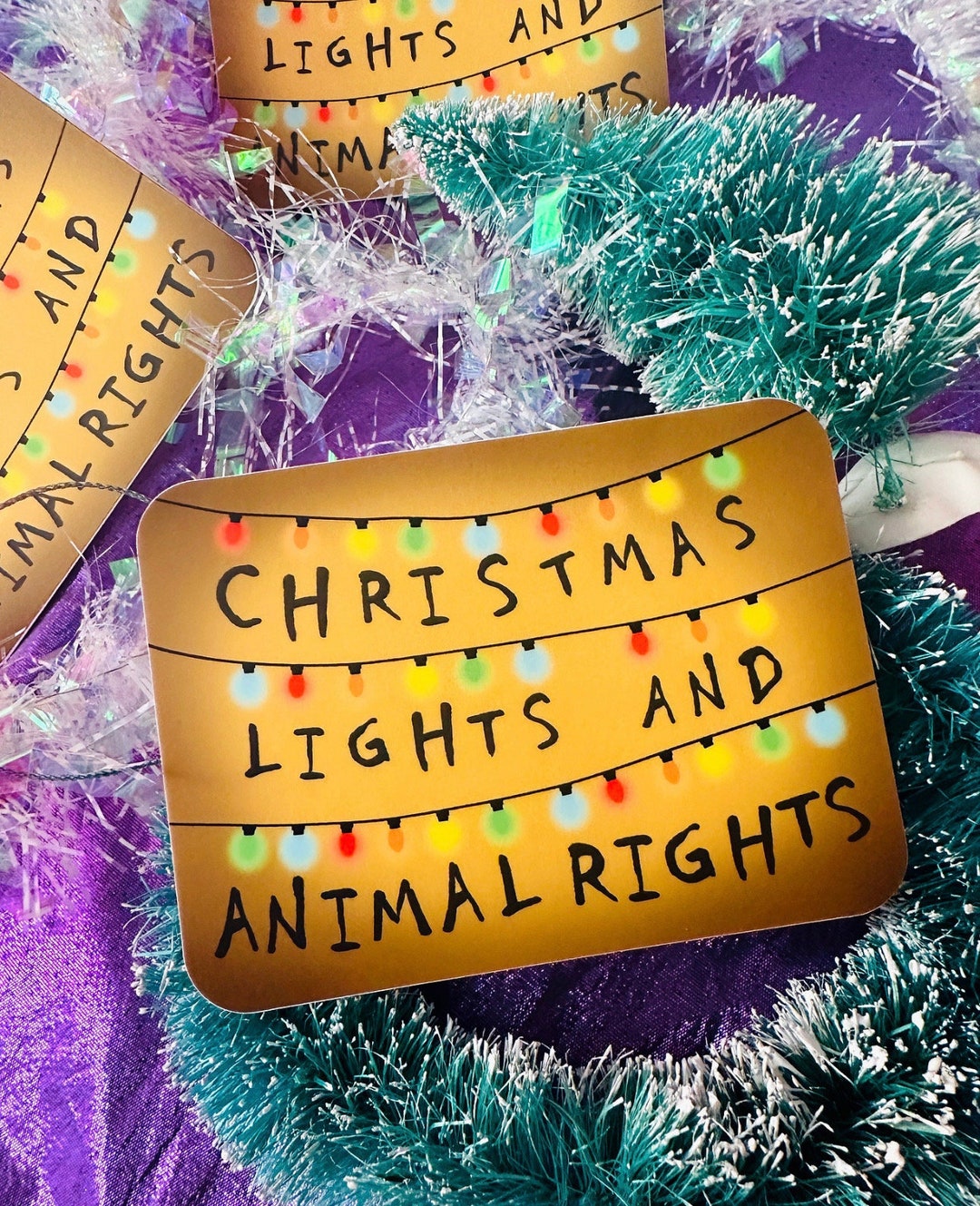 Christmas Lights and Animal Rights Sticker - Vegan Things Spooky Wall ...