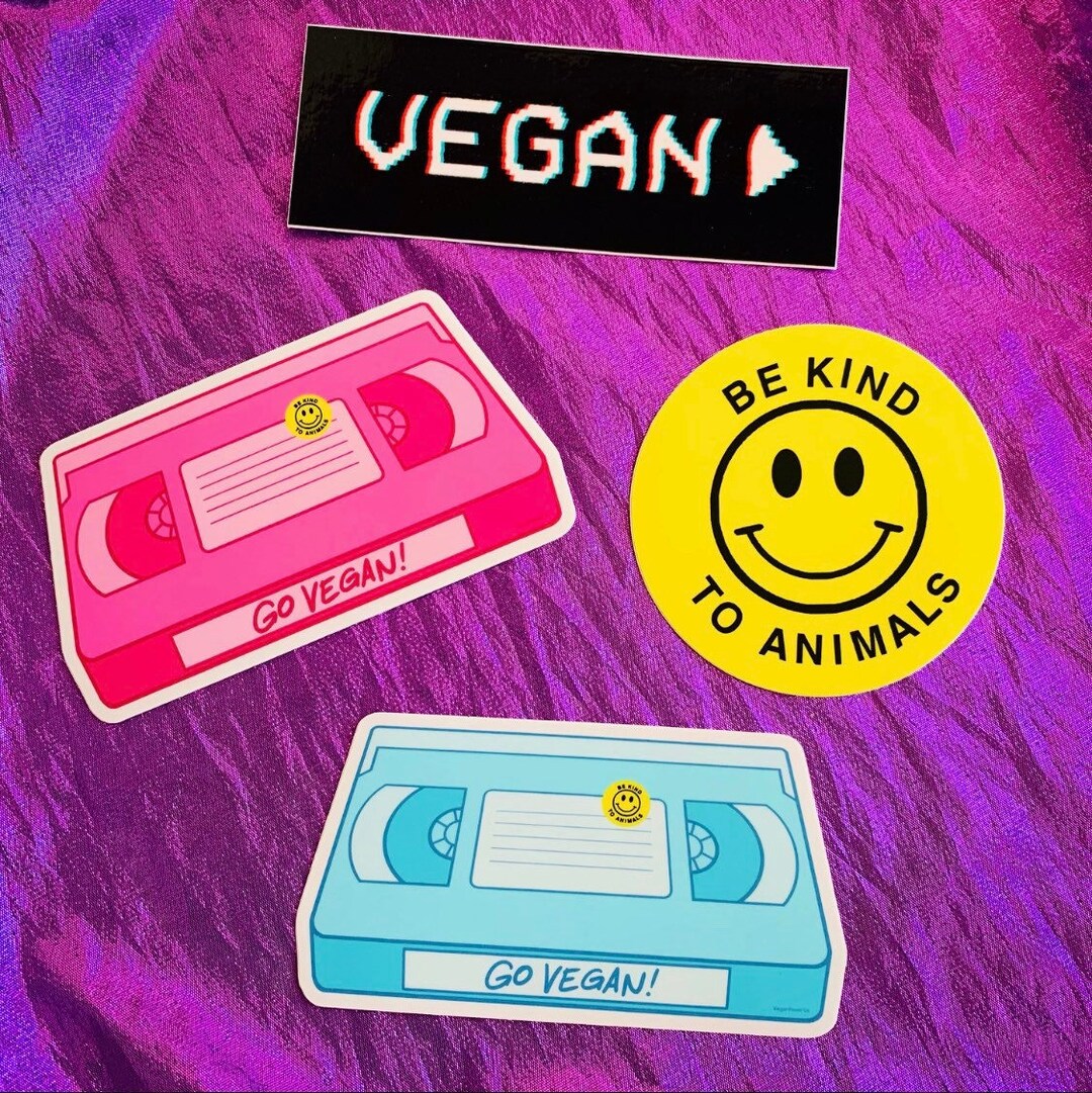 VEGAN VHS Stickers Be Kind Rewind Face VCR Glitch Sticker 80s 90s Video ...