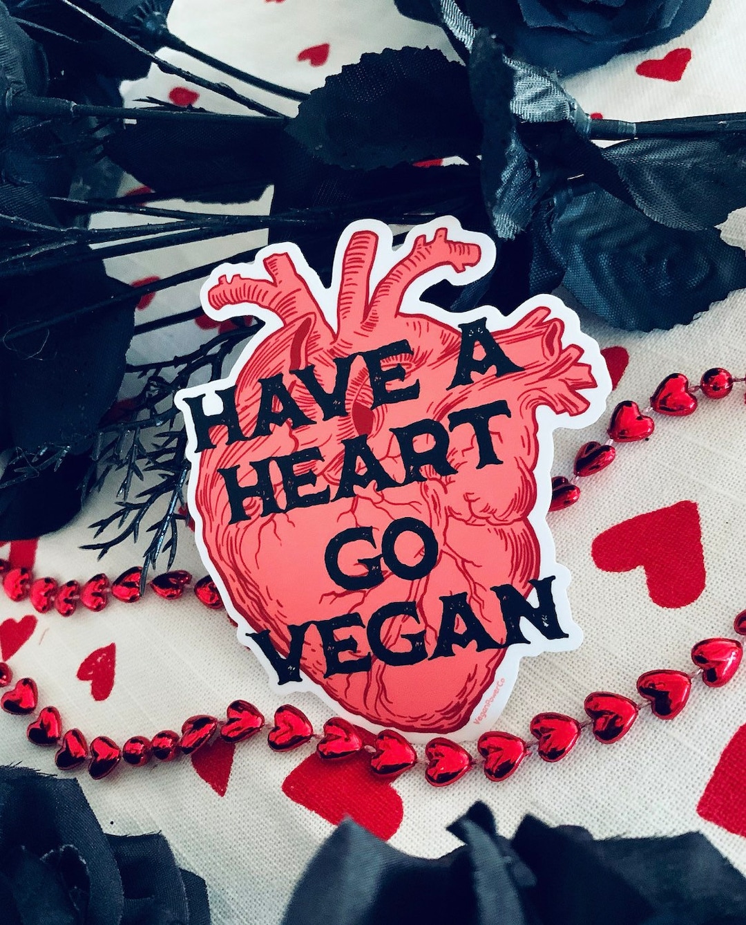 Have a Heart Go Vegan Sticker - Retro Spooky Alt Goth Metal Vinyl Decal ...