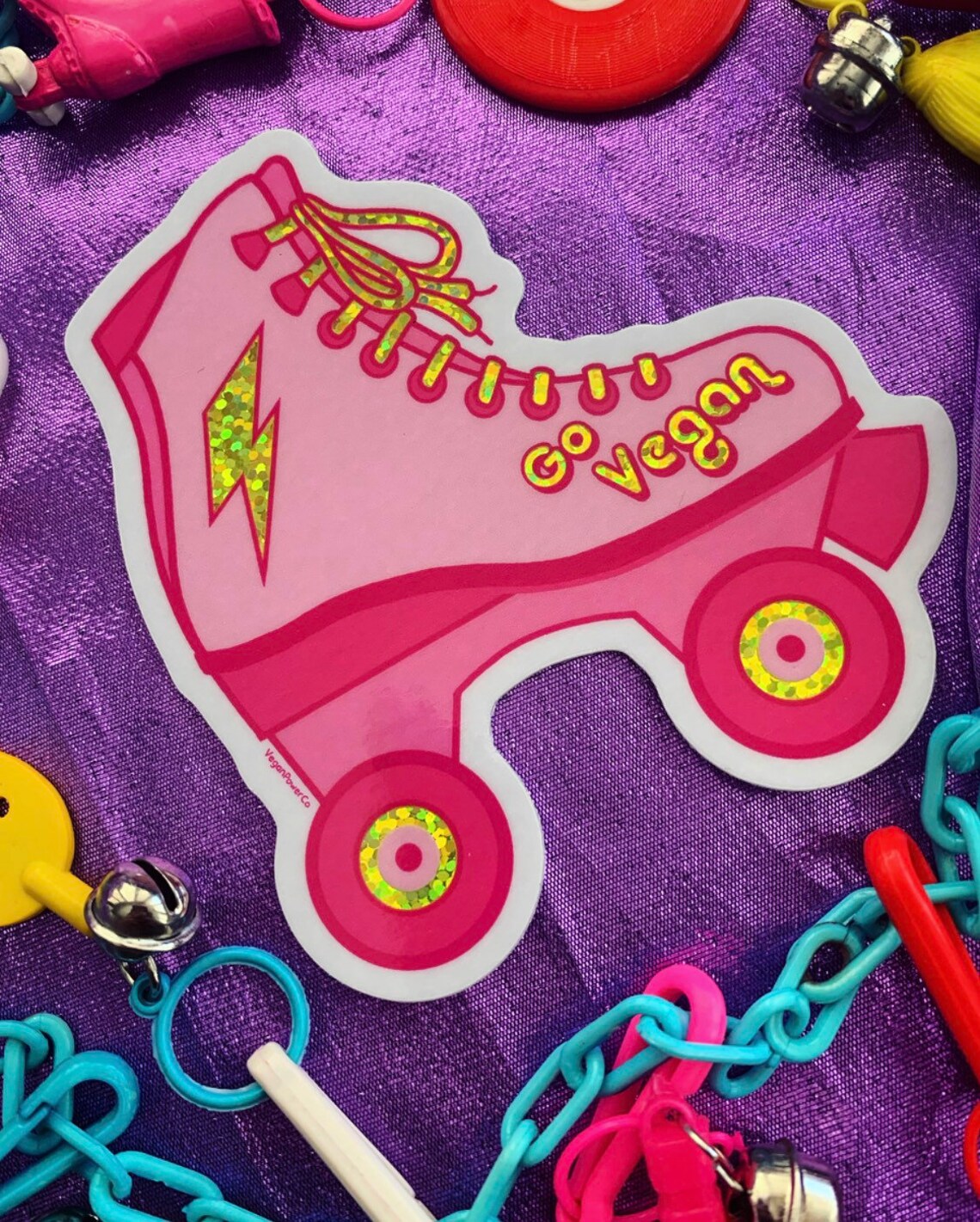 VEGAN SKATE STICKER Retro 80s Roller Skates vinyl decals | Etsy