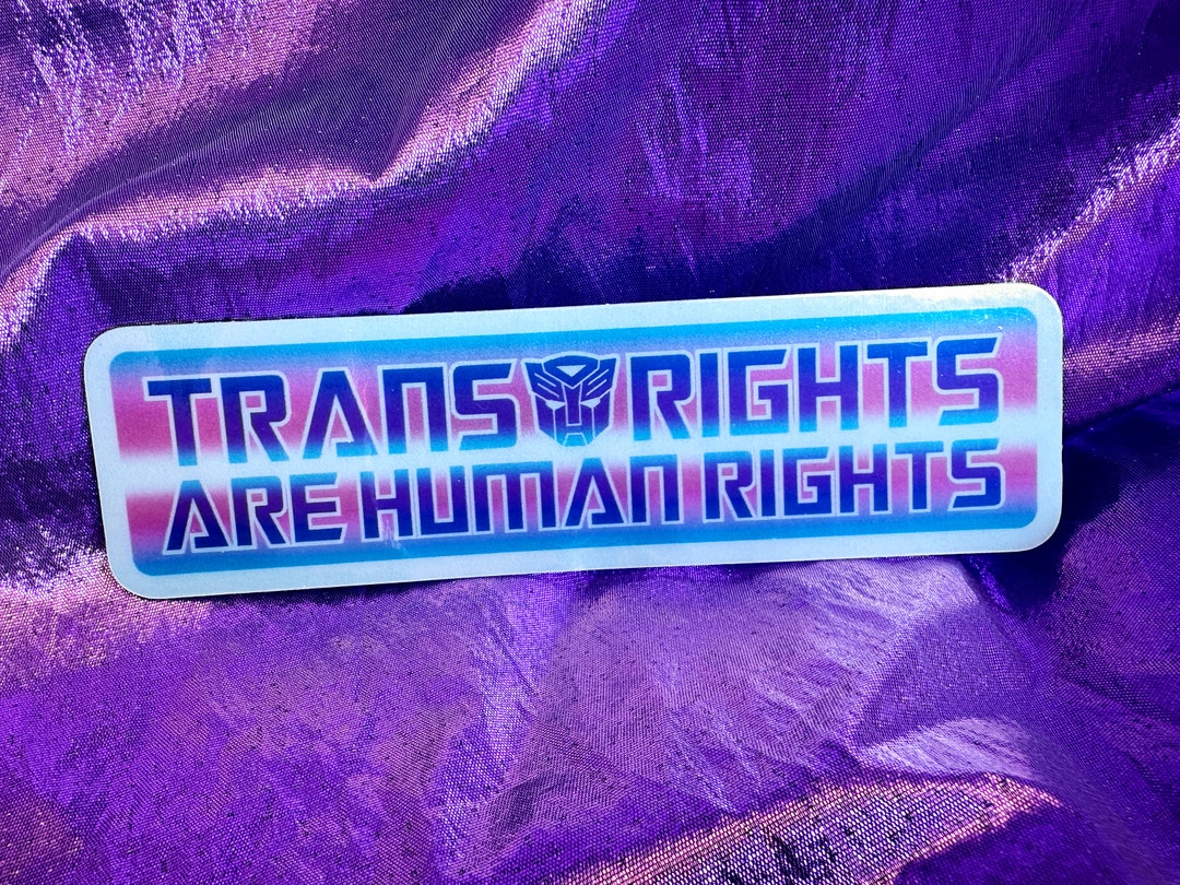 Trans Rights Are Human Rights Sticker 80s Cartoon Robot Style ...