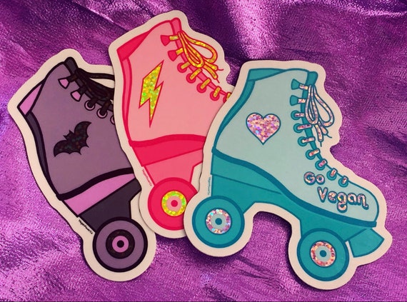 VEGAN SKATE STICKER Retro 80s Roller Skates Vinyl Decals | Etsy