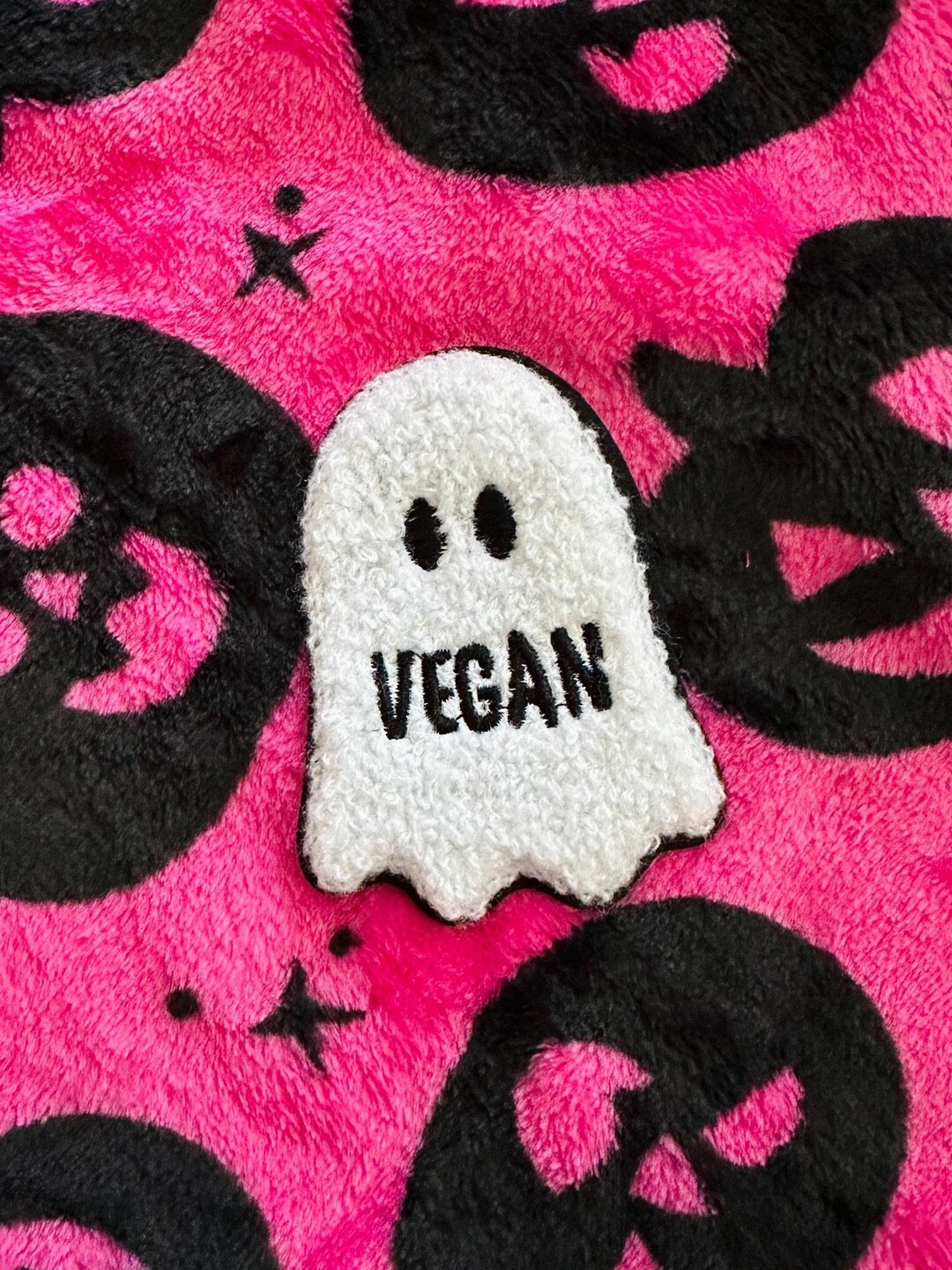 VEGAN GHOST PATCH - Chenille Ghostie Patches - Sew on Not Iron on Wool ...