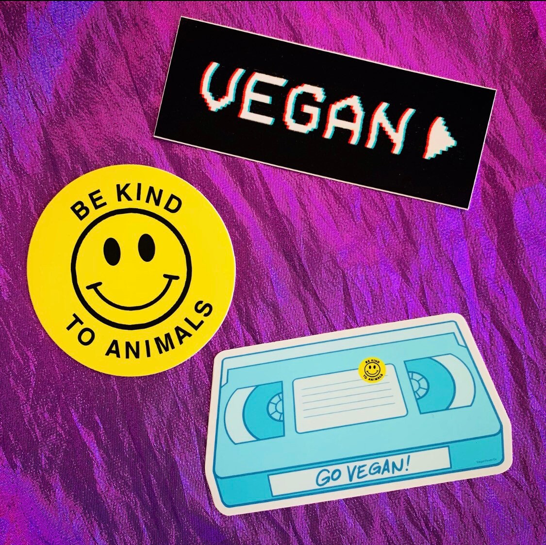 VEGAN VHS Stickers Be Kind Rewind Face VCR Glitch Sticker - Etsy