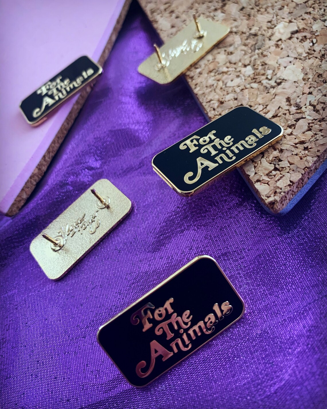 FOR THE ANIMALS Enamel Pin Choose Silver or Gold Color Vegan | Etsy