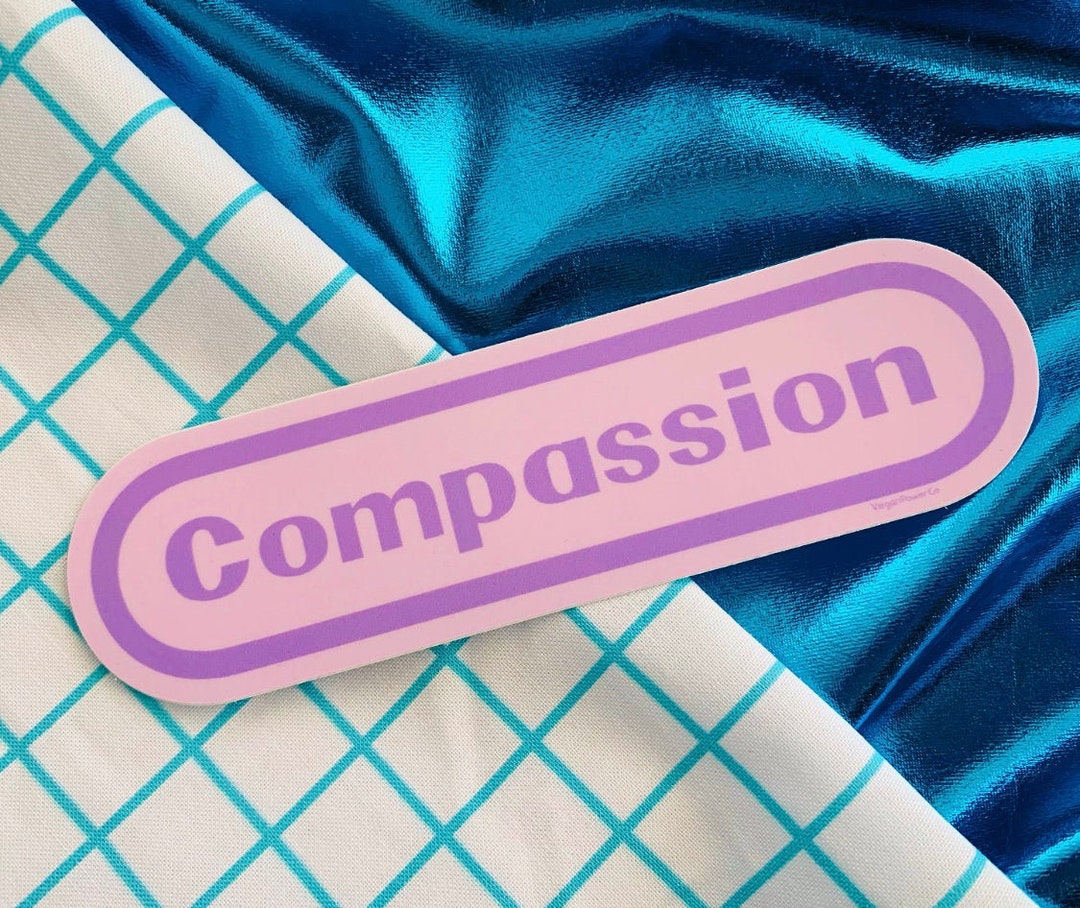 COMPASSION STICKER - Pastel Retro Video Game Style Vegan Vinyl Decal ...