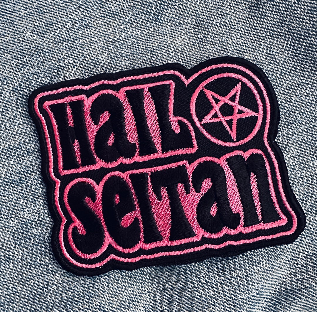 HAIL SEITAN PATCH - Pink and Black Embroidered Vegan Patches - Sew on ...