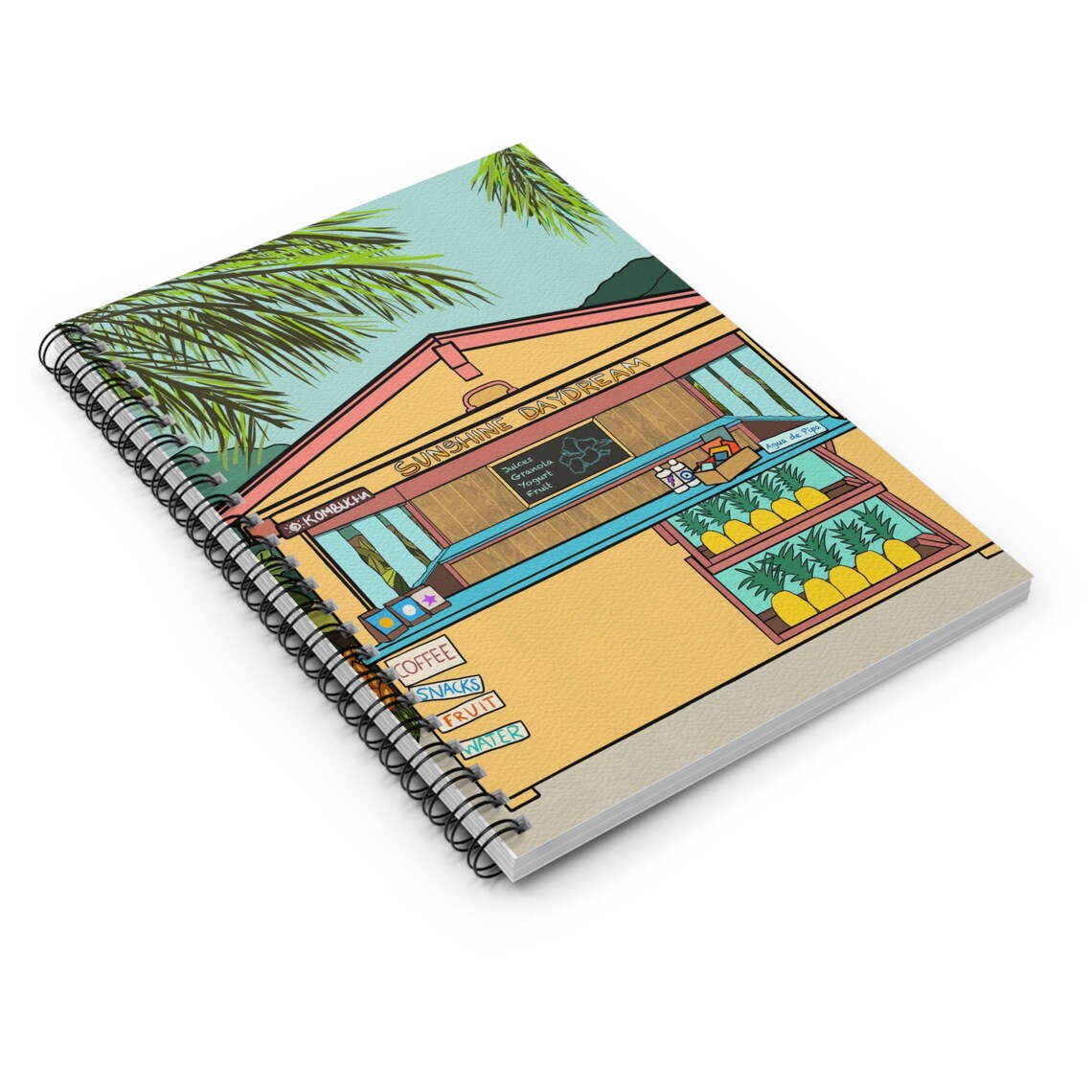 Spiral Notebook With Tropical Cafe Art, Spiralnotebook, Ruled Line ...