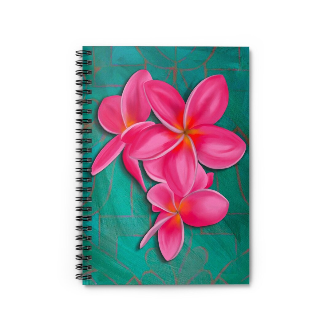 Plumeria Flower Notebook, Pink Flowers, Plumeria Art Notebook, Tropical ...