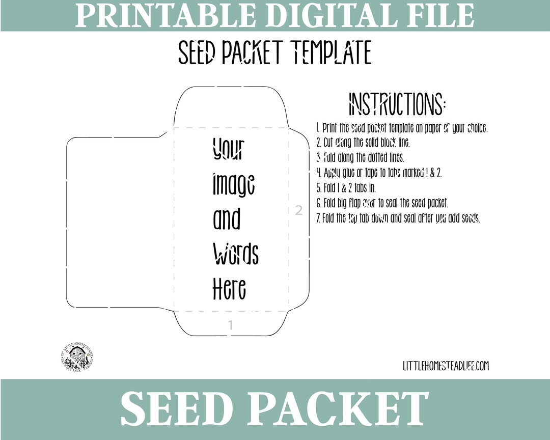 Custom Printable Seed Packet, Seed Envelope, Digital Print at Home, JPG ...
