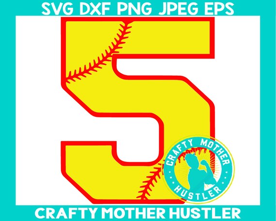 Softball Varsity Number Five SVG Design Perfect for Shirts | Etsy