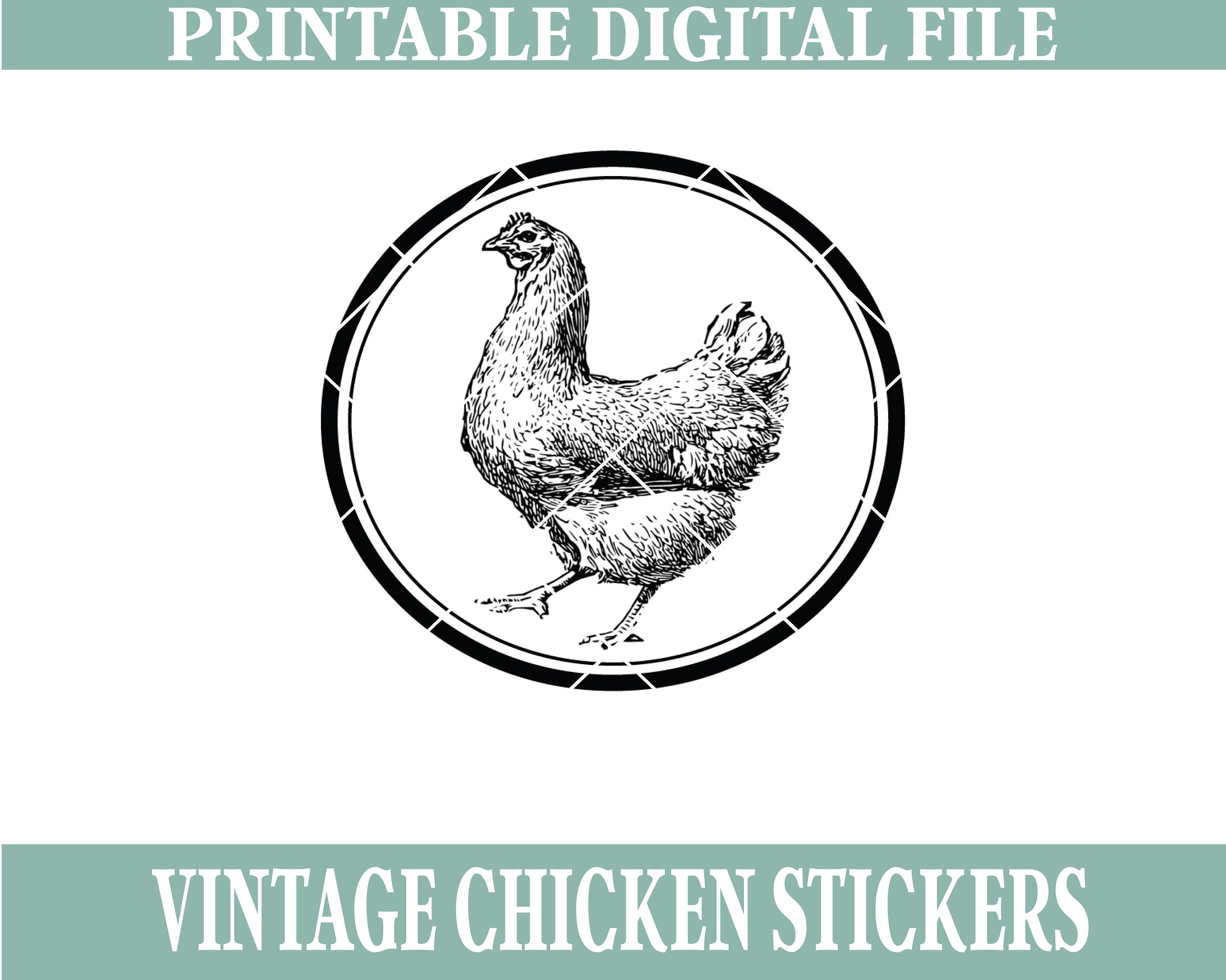 Vintage Chicken Stickers, Digital and Printable Perfect for Egg Cartons ...