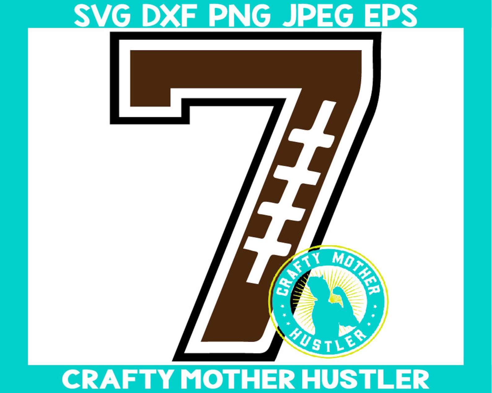 Football Varsity Number 7 Silhouette Cameo Cricut Cutting File | Etsy