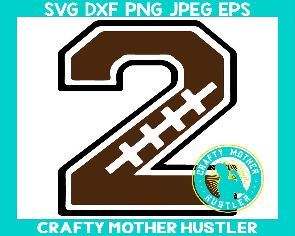 Football Varsity Number 2 Silhouette Cameo Cricut Cutting File or Iron ...