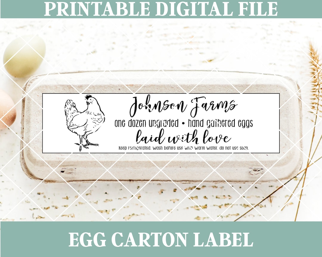 Custom Digital Egg Carton Label With Your Own Wording Designed for ...