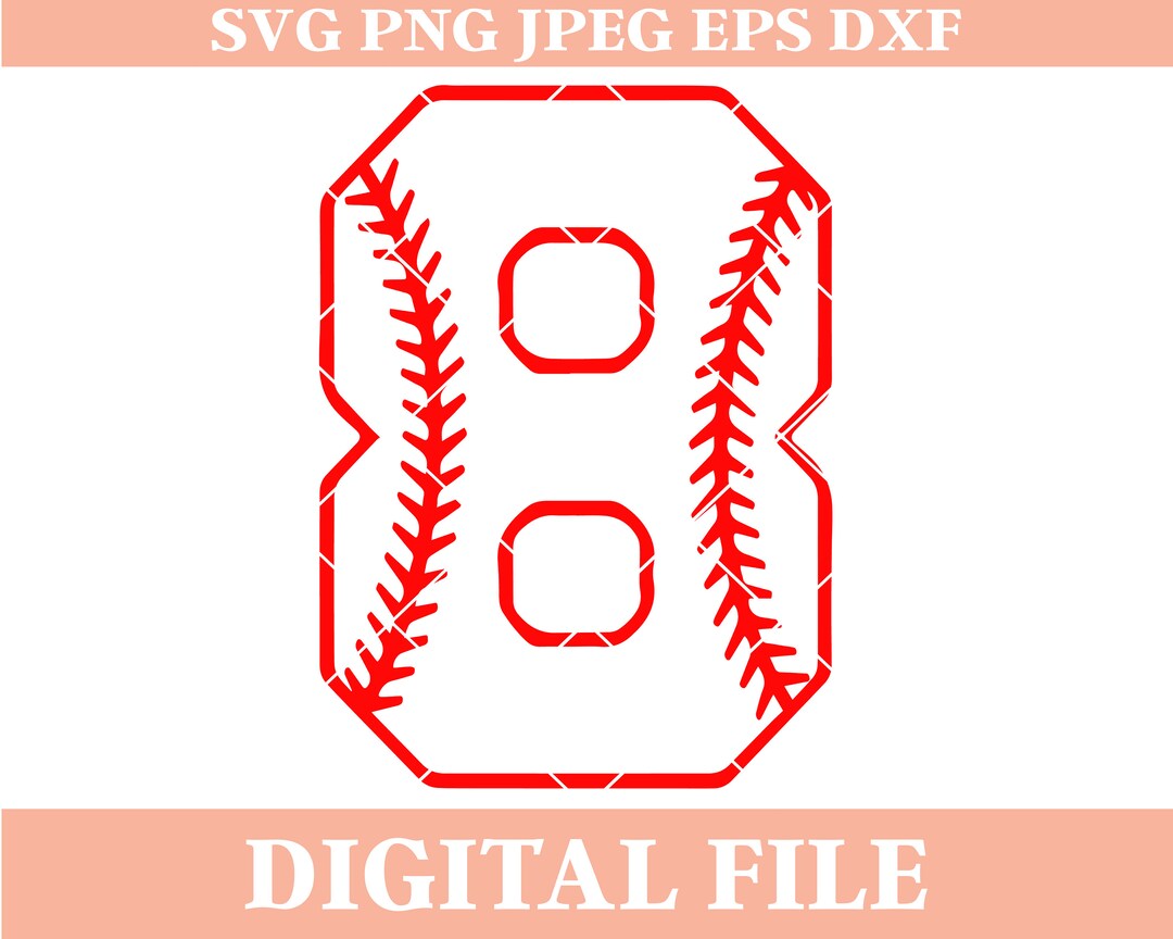 Baseball Number 8 SVG File: Varsity Font, Cricut & Cameo Ready (digital Download) - Etsy