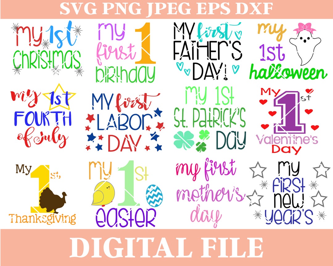 Baby First Holidays SVG Designs: 12-in-1 Bundle (digital Download) - Etsy