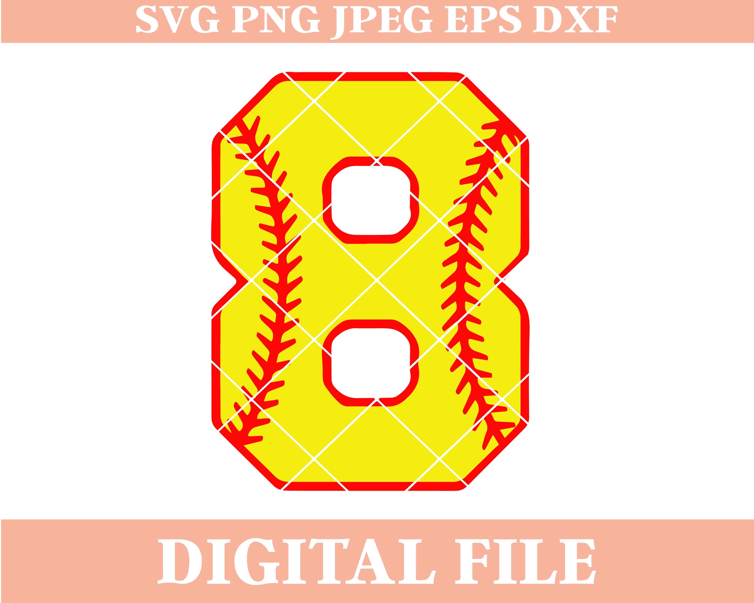 Softball Number Eight Svg Design, Varsity Design, Perfect for Birthday ...