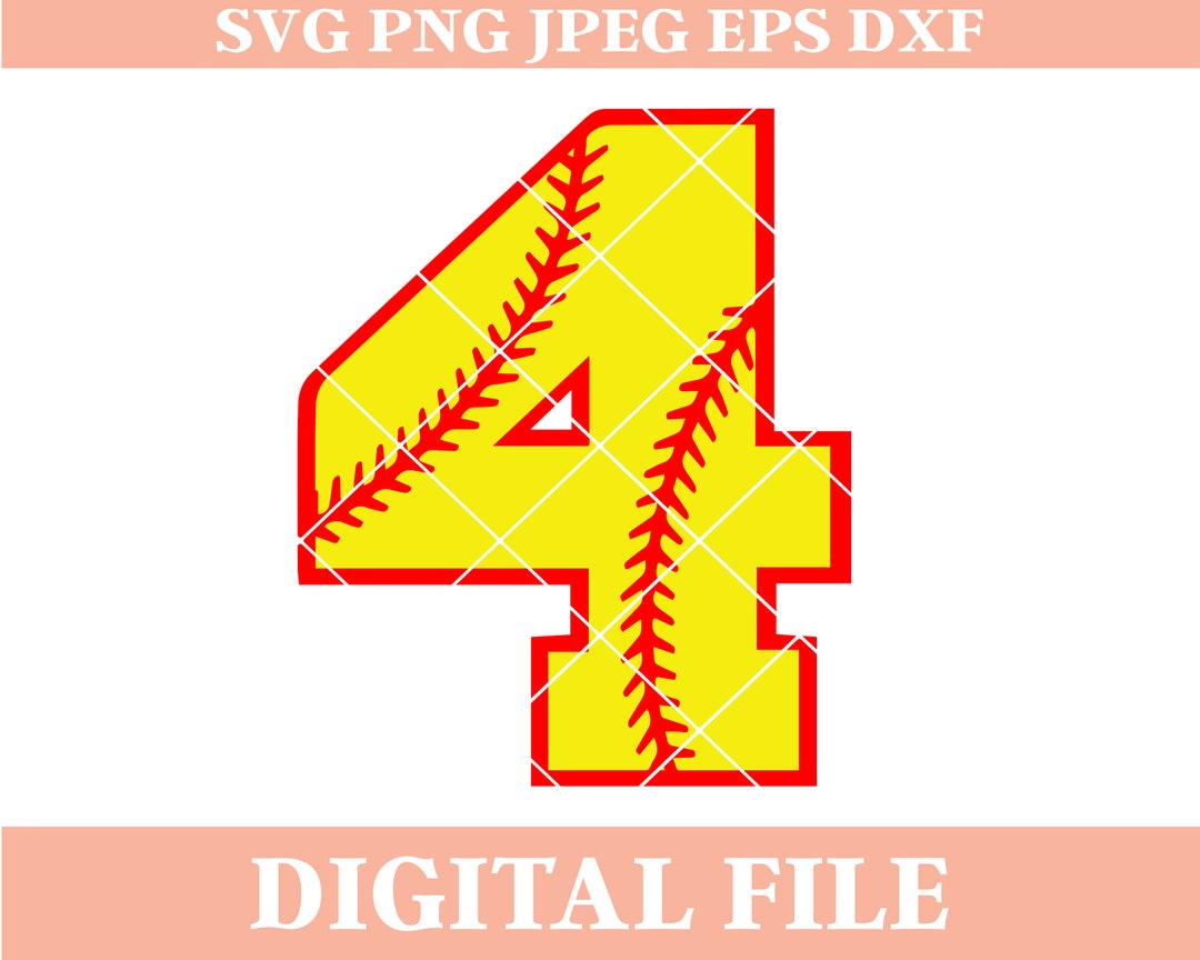 Softball Number Four Varsity SVG Design, Perfect for Birthdays and ...