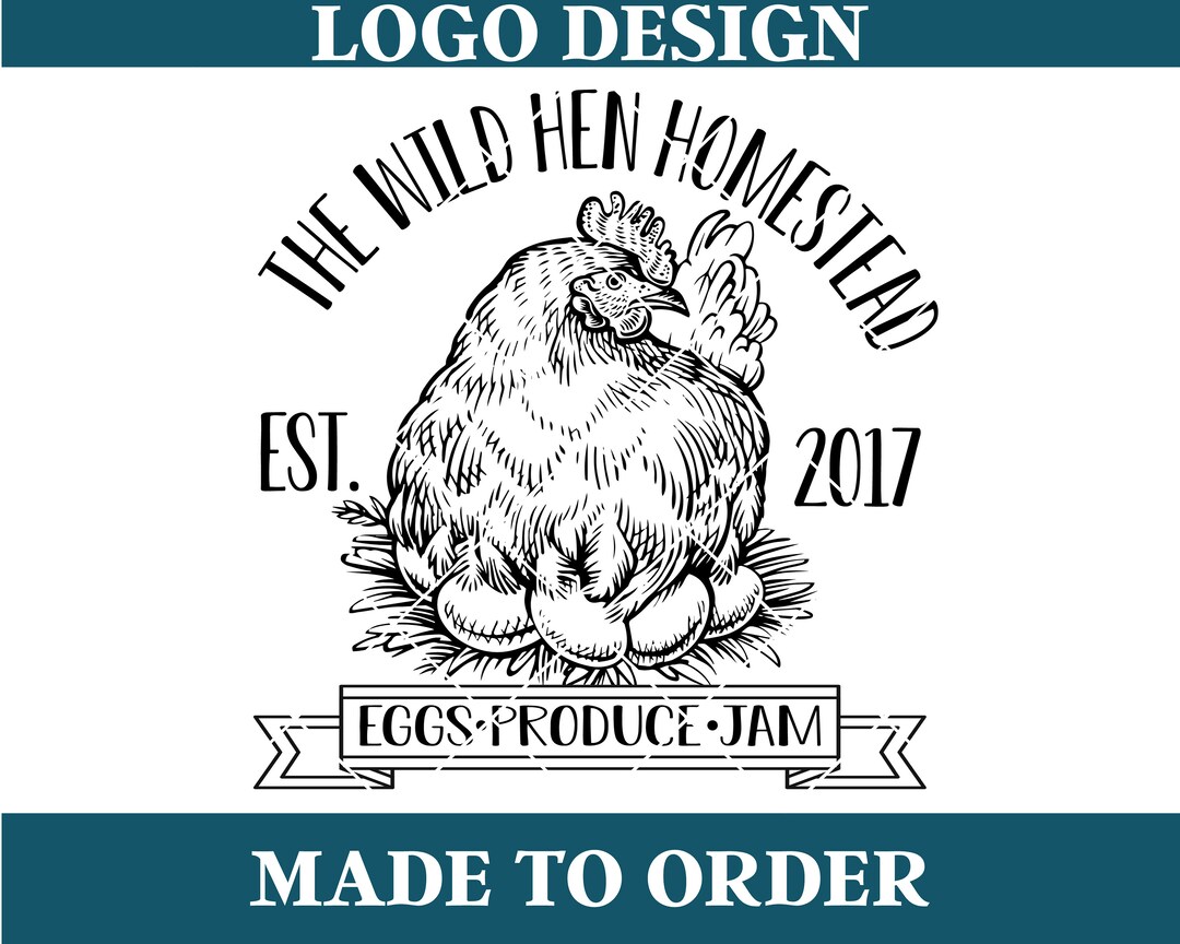 Chicken Logo, Chicken on Eggs, Farm Logo, Farmstead Logo, Homestead ...
