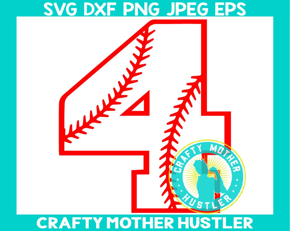 Baseball Varsity Number Four SVG Design Perfect for Birthdays | Etsy