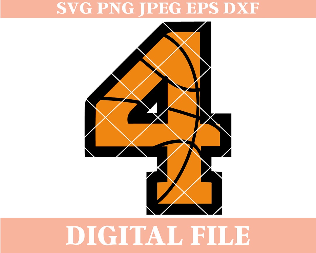 Basketball Number Four SVG Design, Sports Svg, Iron on Transfer ...
