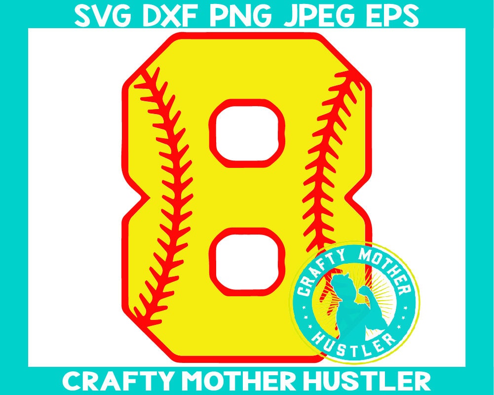 Softball Number Eight svg design Varsity design perfect for | Etsy