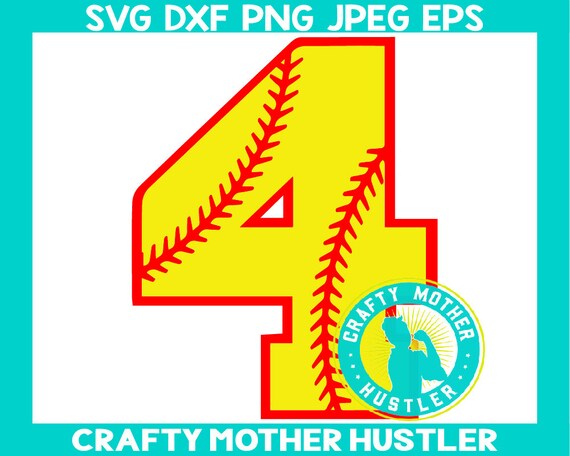Softball Number Four Varsity SVG Design Perfect for Birthdays | Etsy