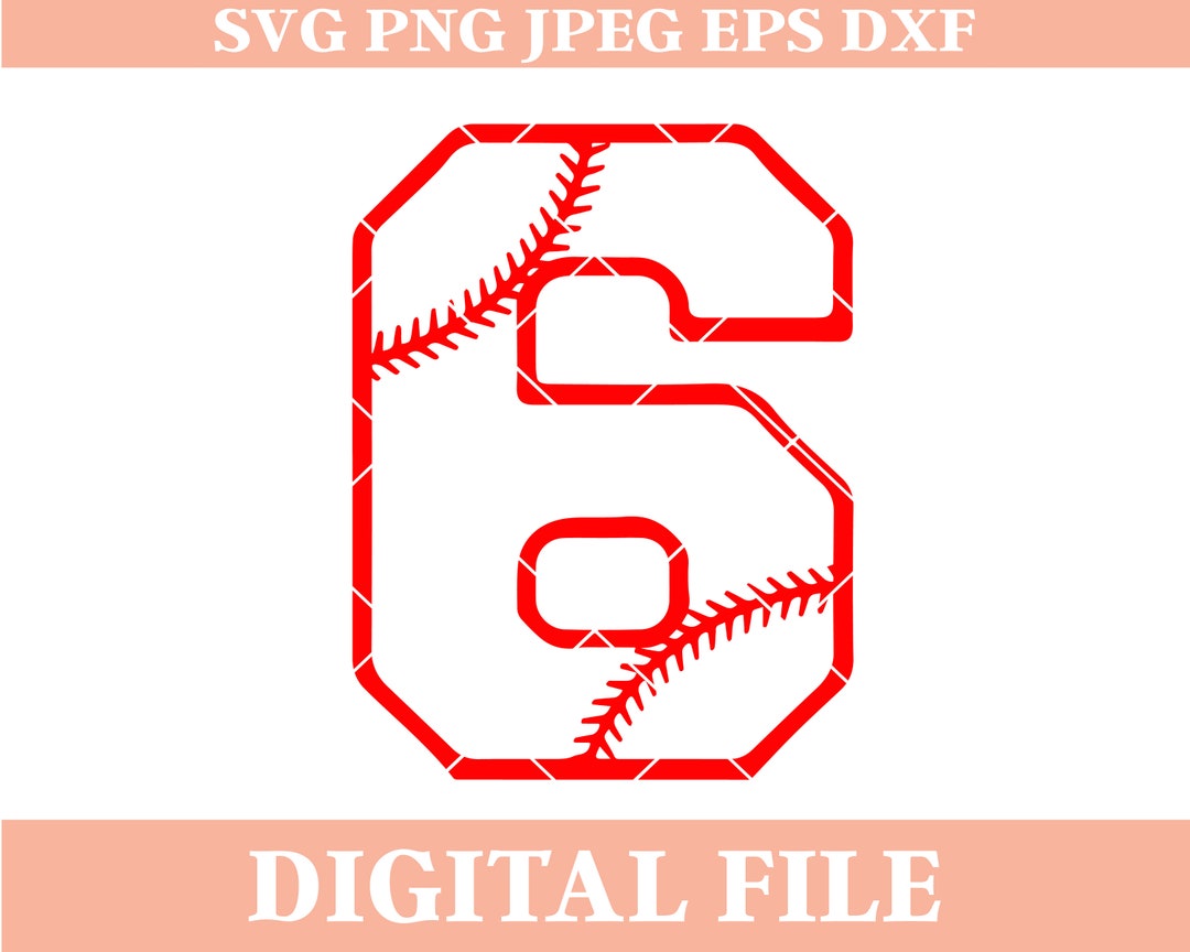 Baseball Number Six SVG Design: Varsity Font (digital Download) - Etsy