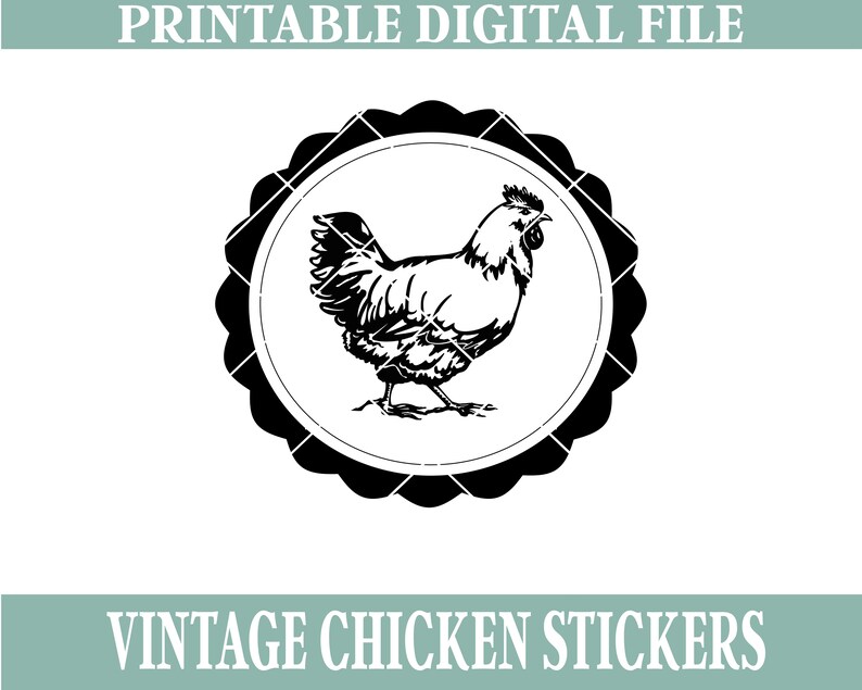 Vintage Chicken Stickers, Digital and Printable Perfect for Egg Cartons ...