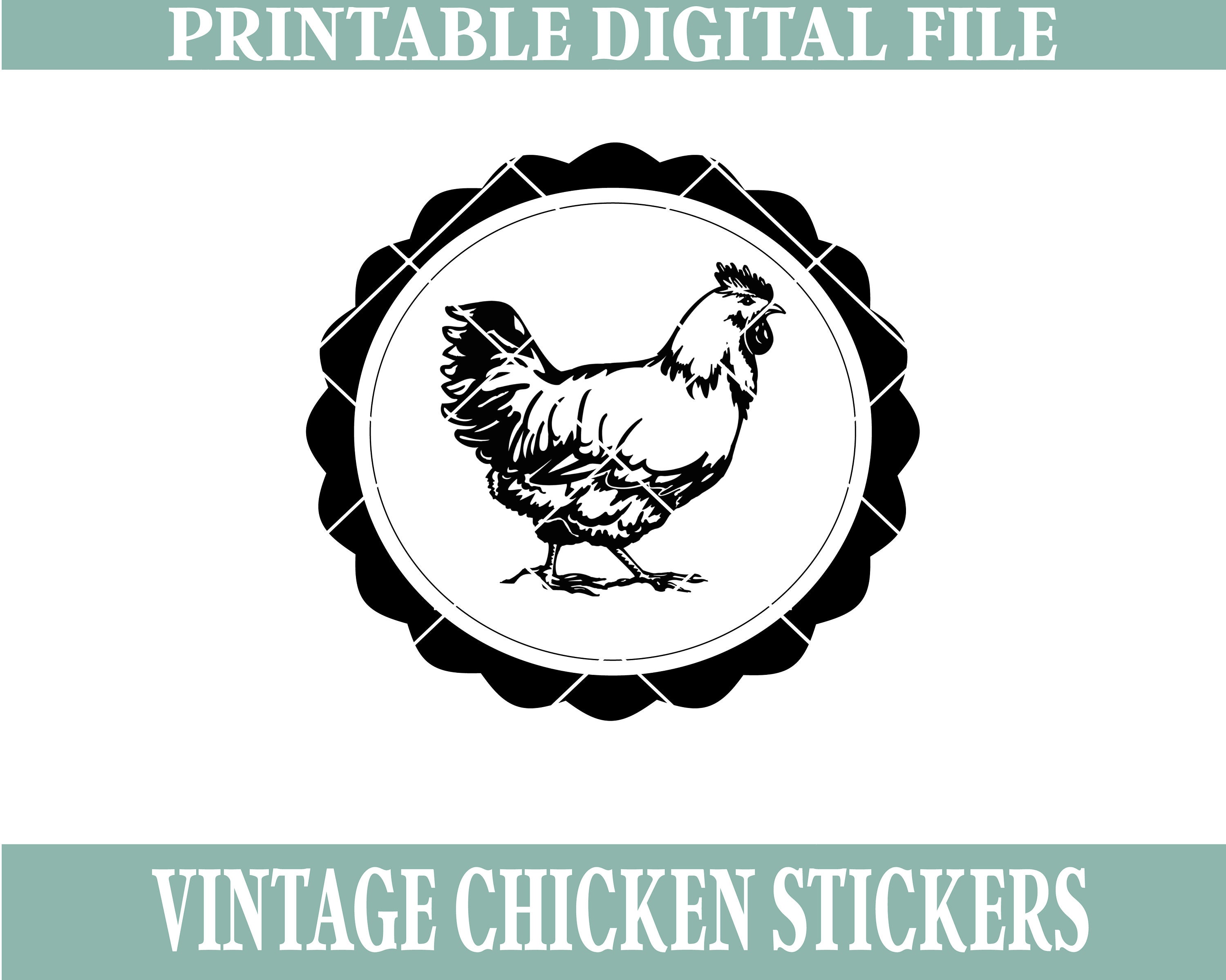 Vintage Chicken Stickers, Digital and Printable Perfect for Egg Cartons ...